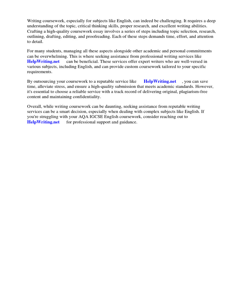 Aqa Igcse Coursework English | PDF