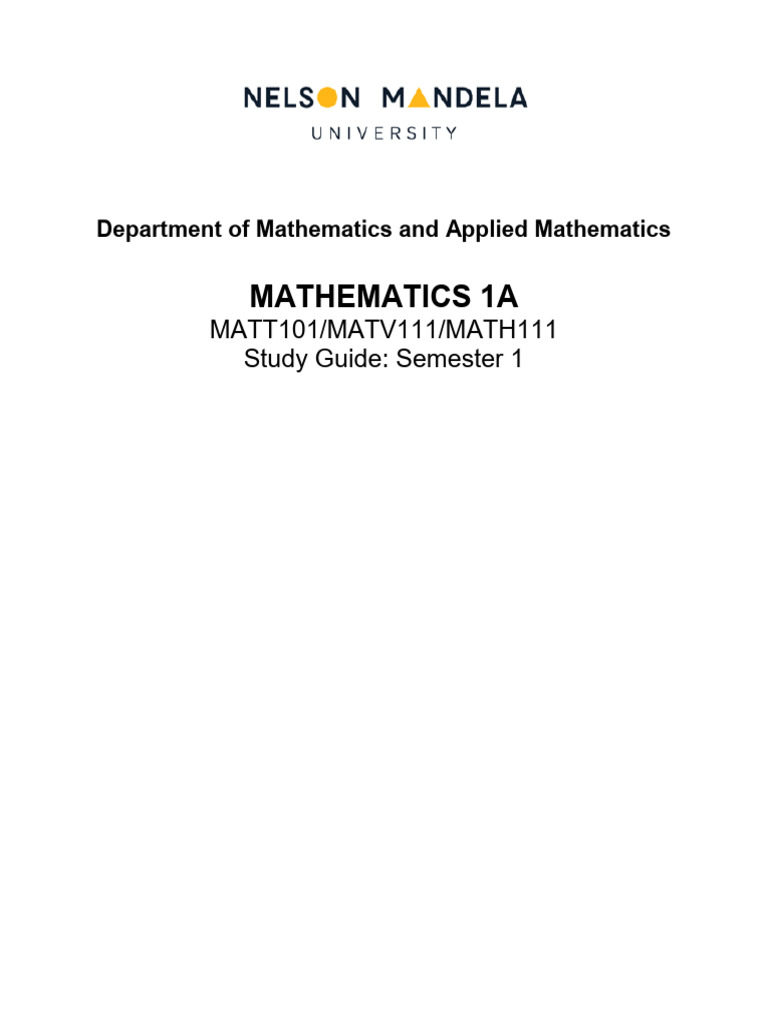 MATT101 Study Guide 2020 | PDF | Derivative | Function (Mathematics)