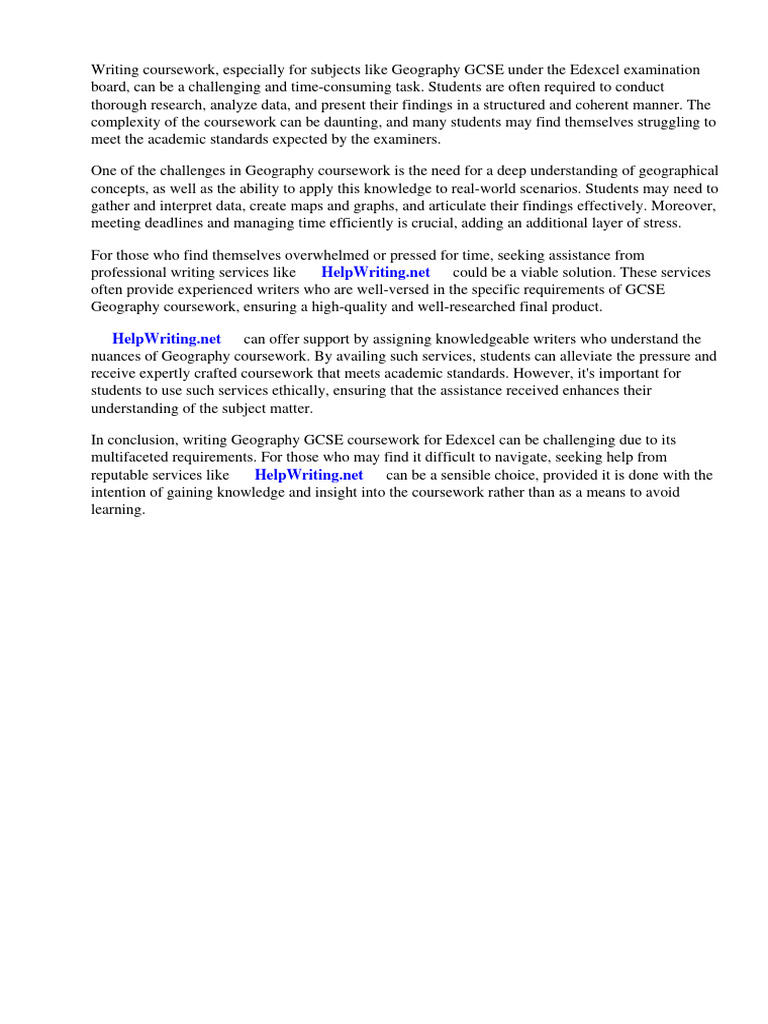Geography Gcse Coursework Edexcel | PDF