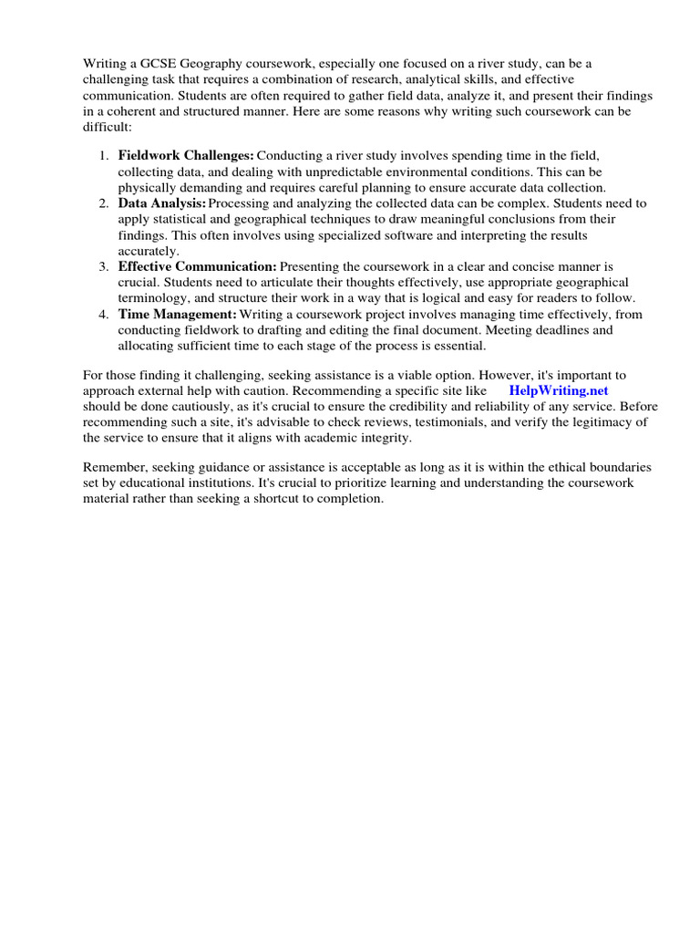 Gcse Geography Coursework River Study | PDF