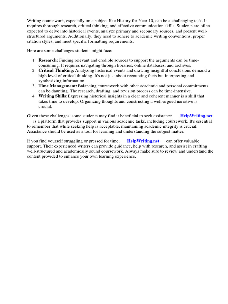 History Year 10 Coursework | PDF