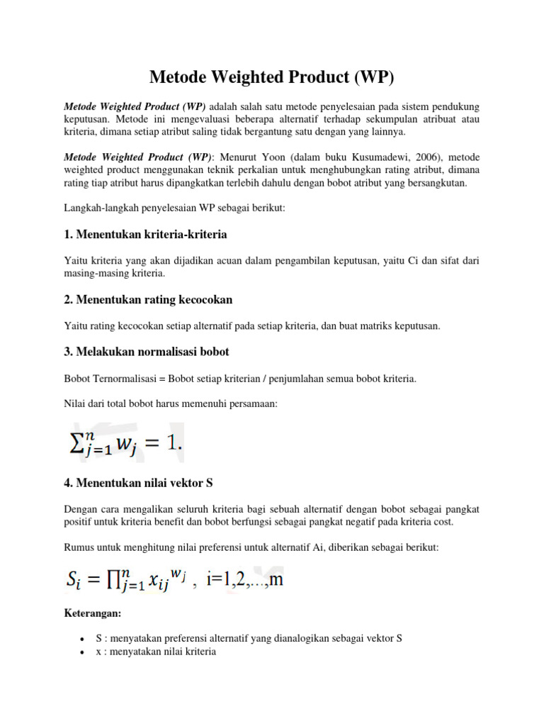 Metode Weighted Product Gudang (31 03 2020) | PDF