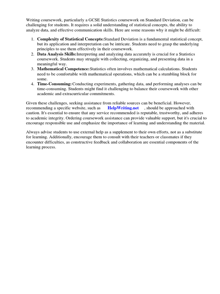Gcse Statistics Coursework Standard Deviation Pdf