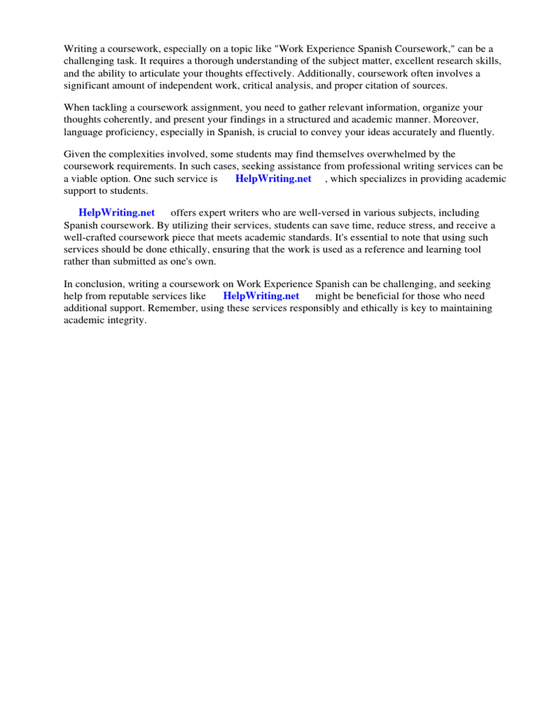 Spanish Coursework Help | PDF | Linked In | Facebook