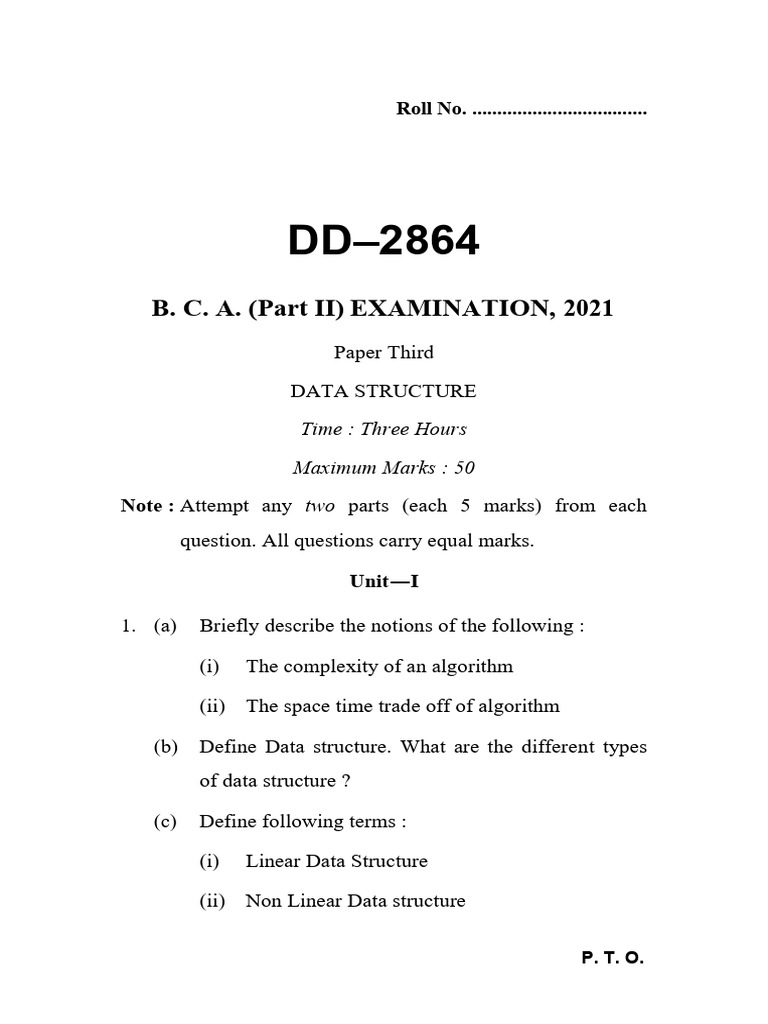 Bca Part 2 Data Structure DD 2864 2021 | PDF