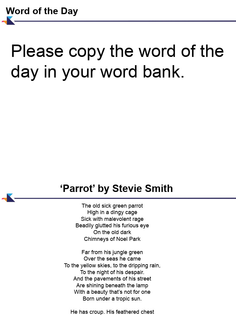 Parrot Stevie Smith | PDF