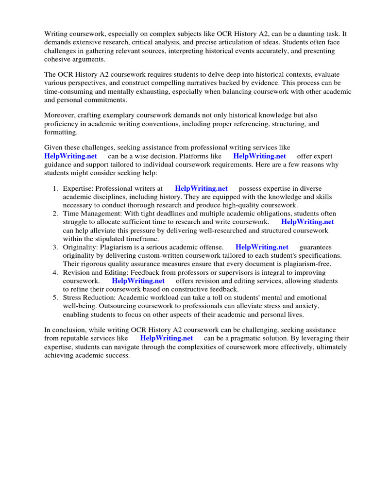 Ocr History A2 Coursework Examples | PDF