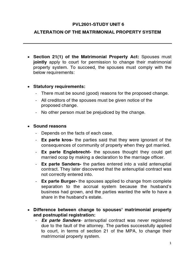 Alteration of The Matrimonial Property System | PDF
