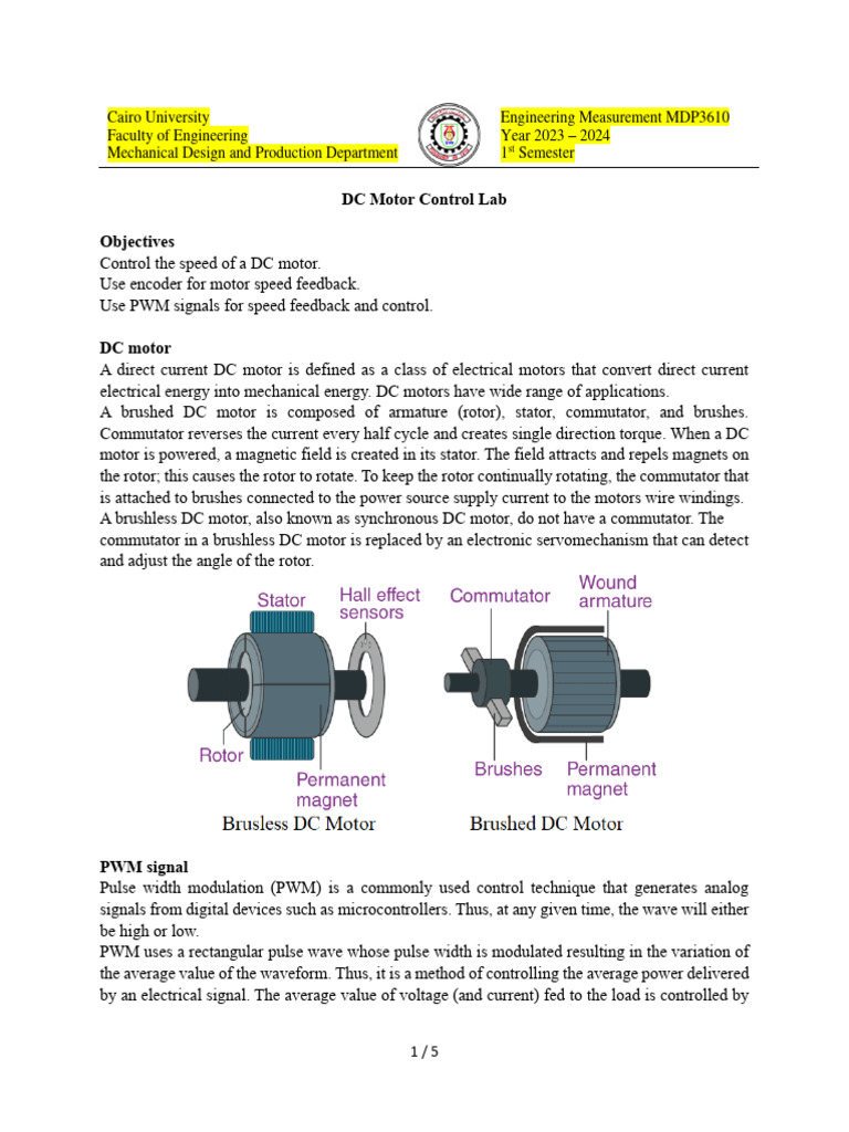 DC Motor Control Lab | PDF | Electric Motor | Direct Current
