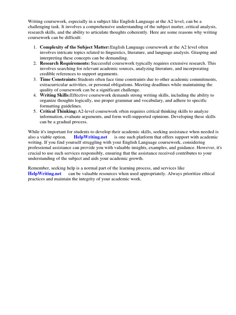 English Language Coursework A2 Examples | PDF | Critical Thinking | Thought