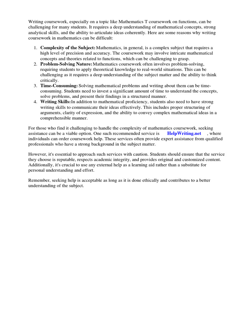 Mathematics T Coursework Function | PDF | Mathematics | Methodology
