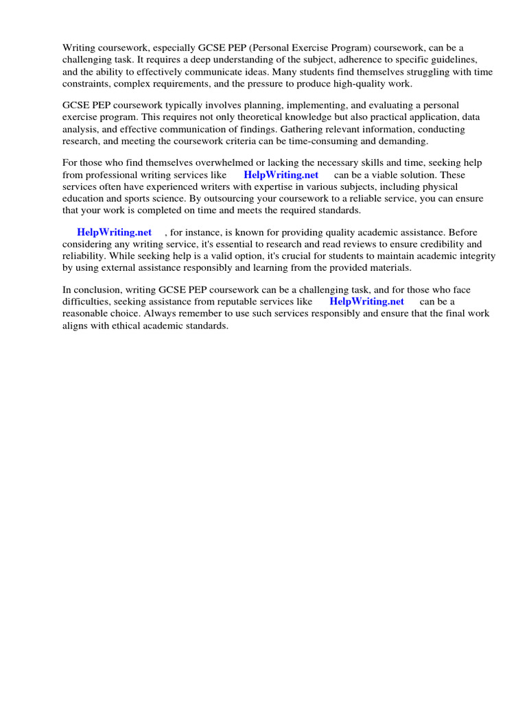 Gcse Pep Coursework Example Pdf Physical Fitness Physical Education