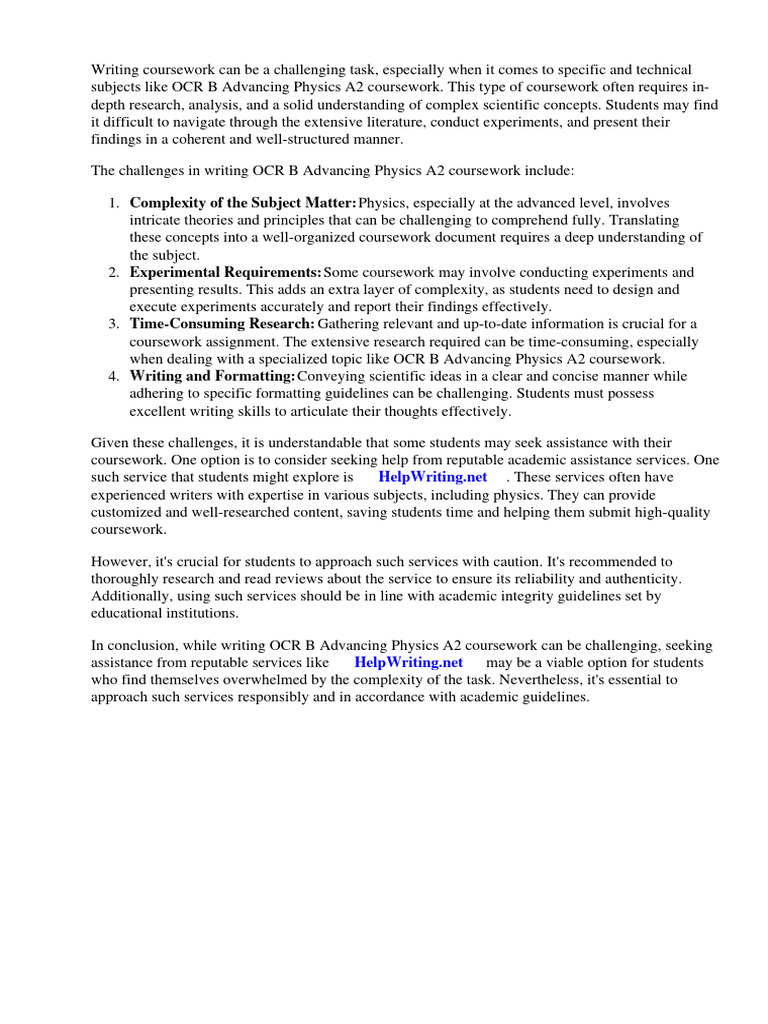 Ocr B Advancing Physics A2 Coursework | PDF | Resonance | Mass