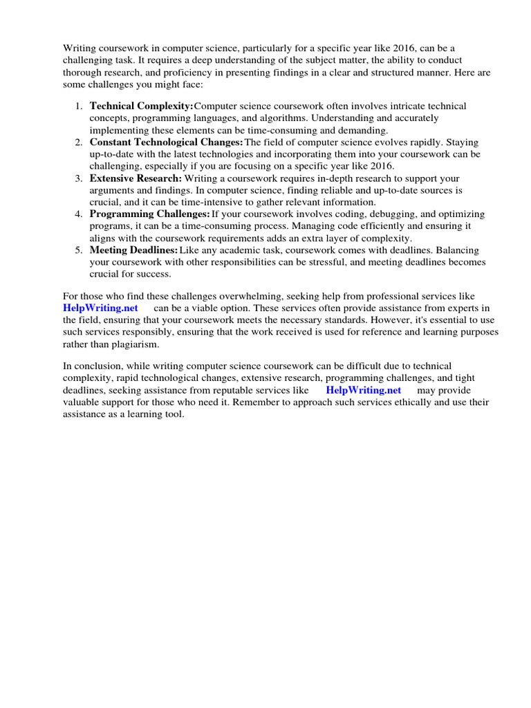 Computer Science Coursework 2016 | PDF