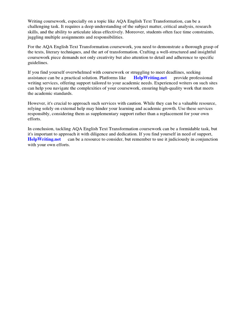 Aqa English Text Transformation Coursework | Download Free PDF | Educational Technology | Learning