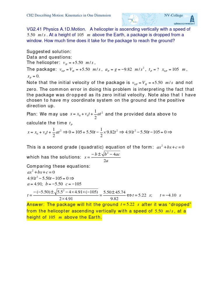 VG2 41FyA 1D Motion | PDF | Teaching Methods & Materials | Science ...