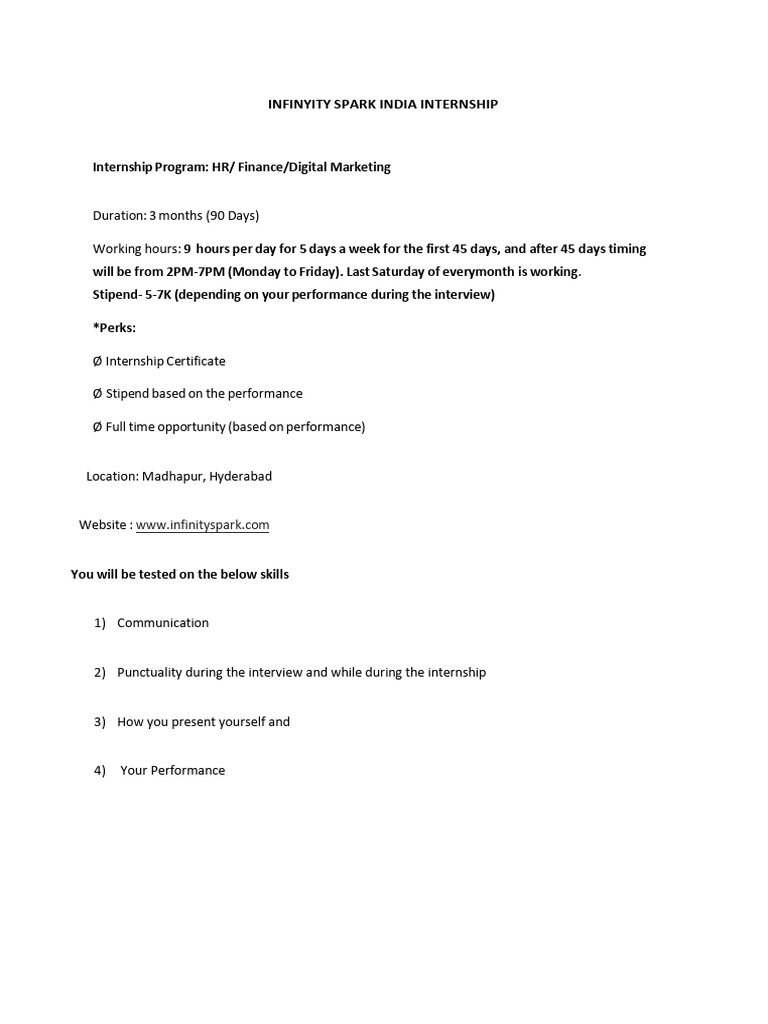 Opportunity at Infinity Spark India PVT LTD | PDF | Art