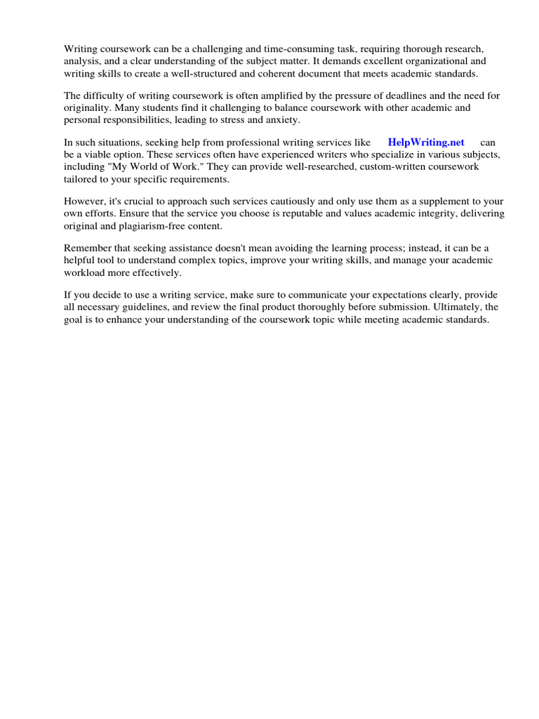 My World Of Work Course Download Free Pdf Human Capital Employment