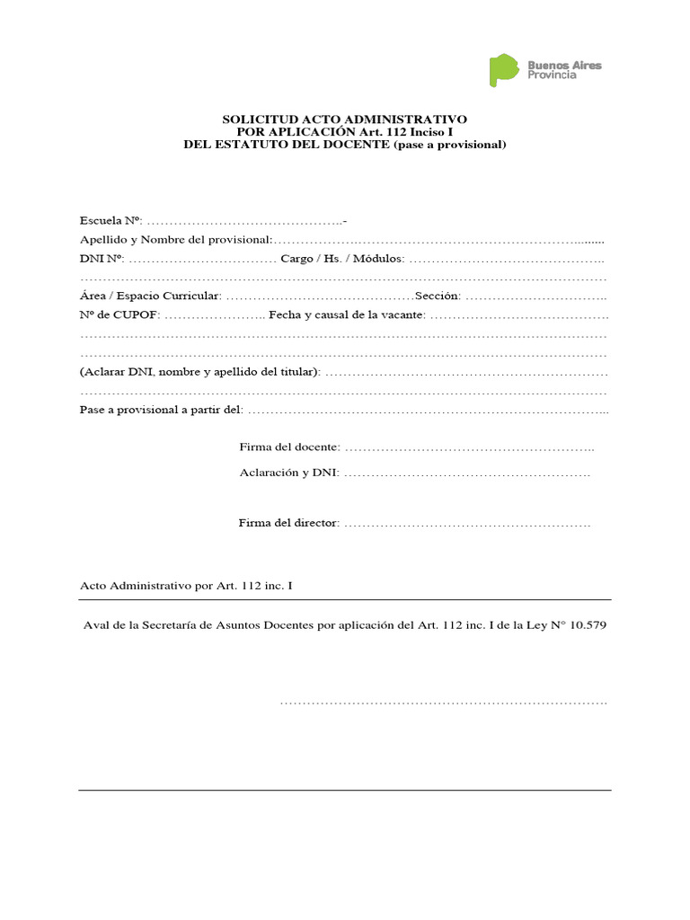 Formulario Pase A Provisional | PDF | Crecimiento personal y profesional | Derecho