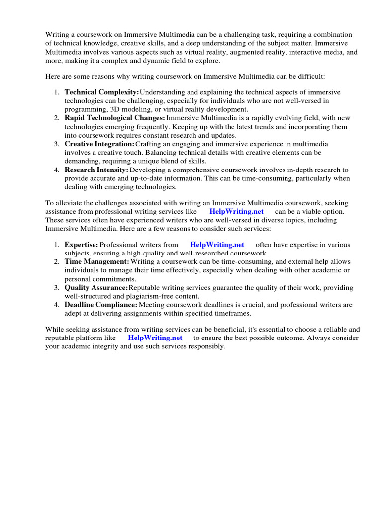 Immersive Multimedia Coursework | PDF | Virtual Reality | Multimedia
