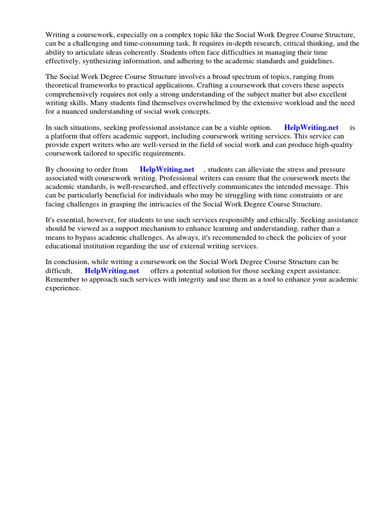 Social Work Degree Course Structure | PDF