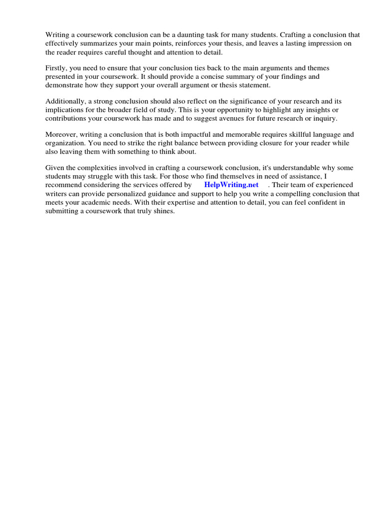 How To Write A Coursework Conclusion | PDF | Essays