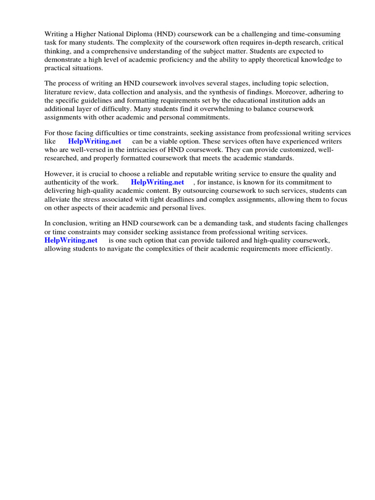 Understanding HND Coursework Challenges | PDF | Academic Degree ...