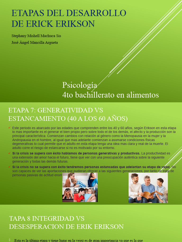 Etapas Del Desarrollo de Erick Erikson | PDF | Vejez | Adultos