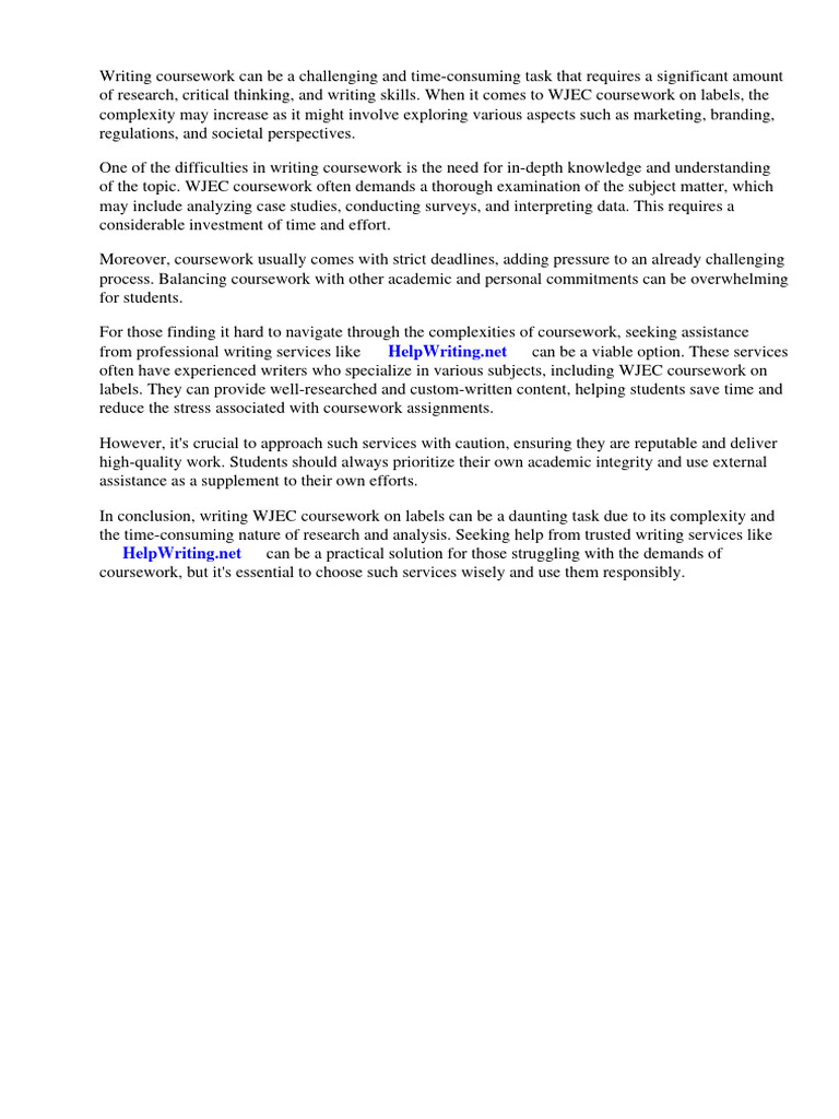 Wjec Coursework Labels | PDF