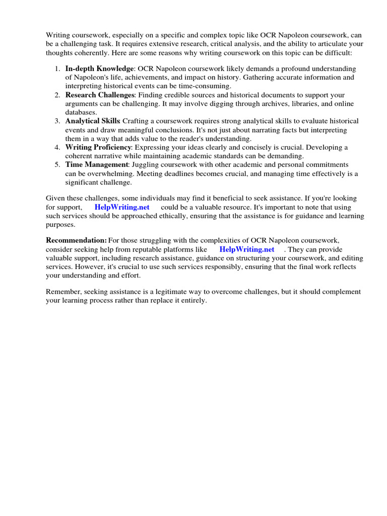 Ocr Napoleon Coursework | PDF