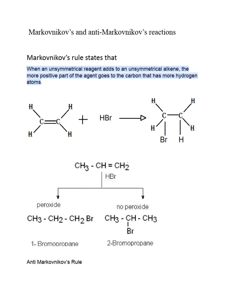 Markovnikov's and Anti Markovnikov's | PDF