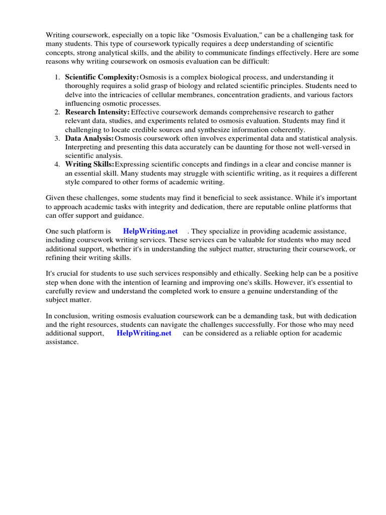 Osmosis Evaluation Coursework | PDF