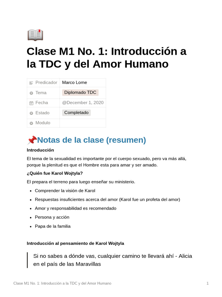 Clase M1 No. 1 Introduccin A La TDC y Del Amor Humano | PDF