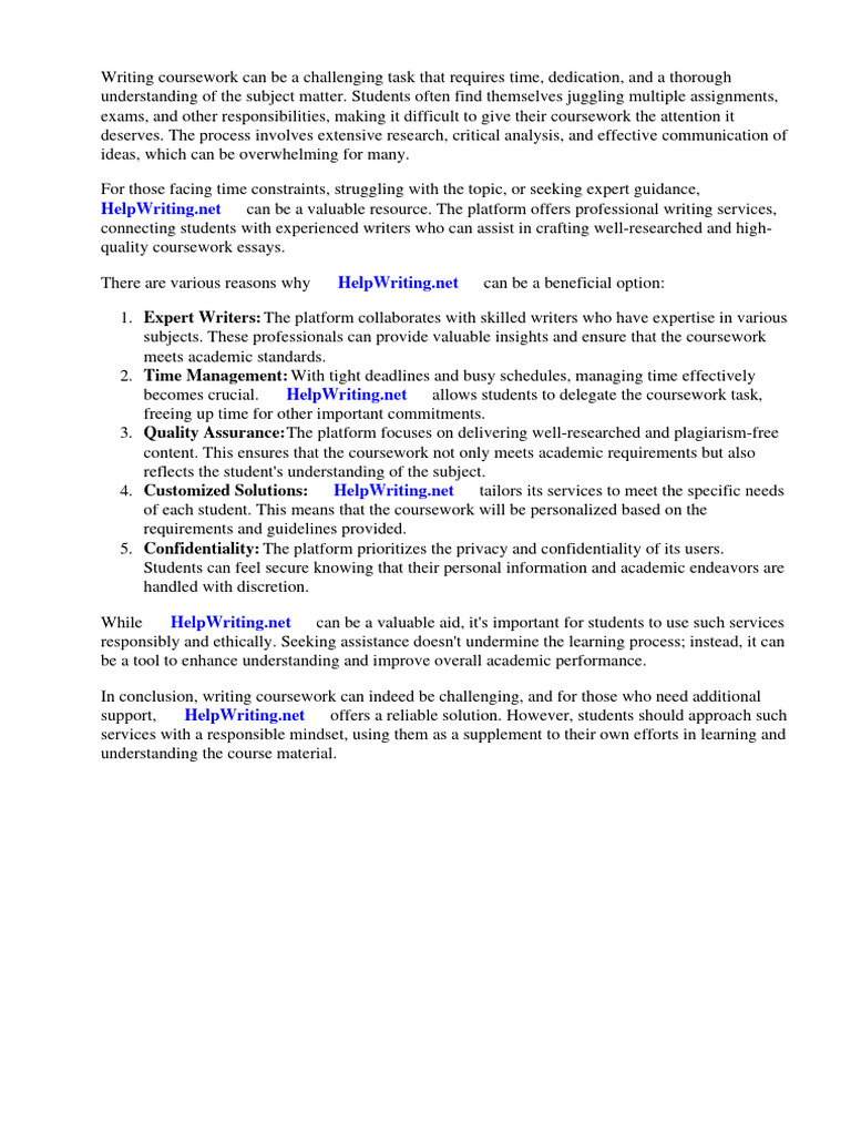 Example of Coursework Essay | PDF | Expert | Essays