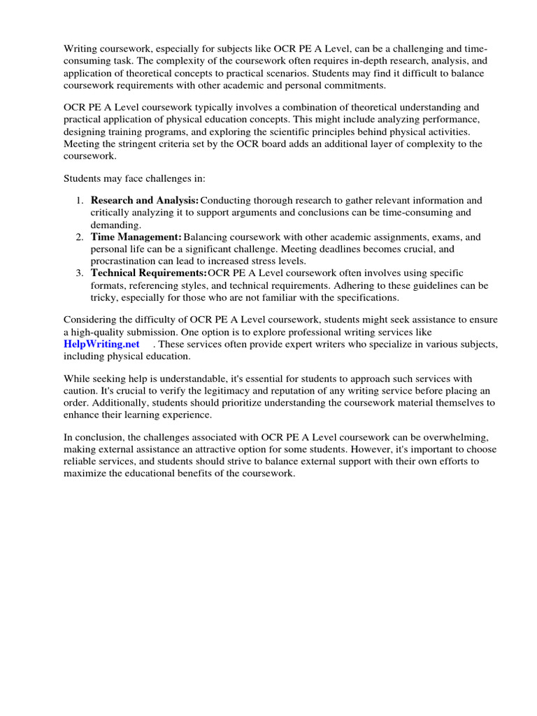 Ocr Pe A Level Coursework | Download Free PDF | Physical Fitness ...