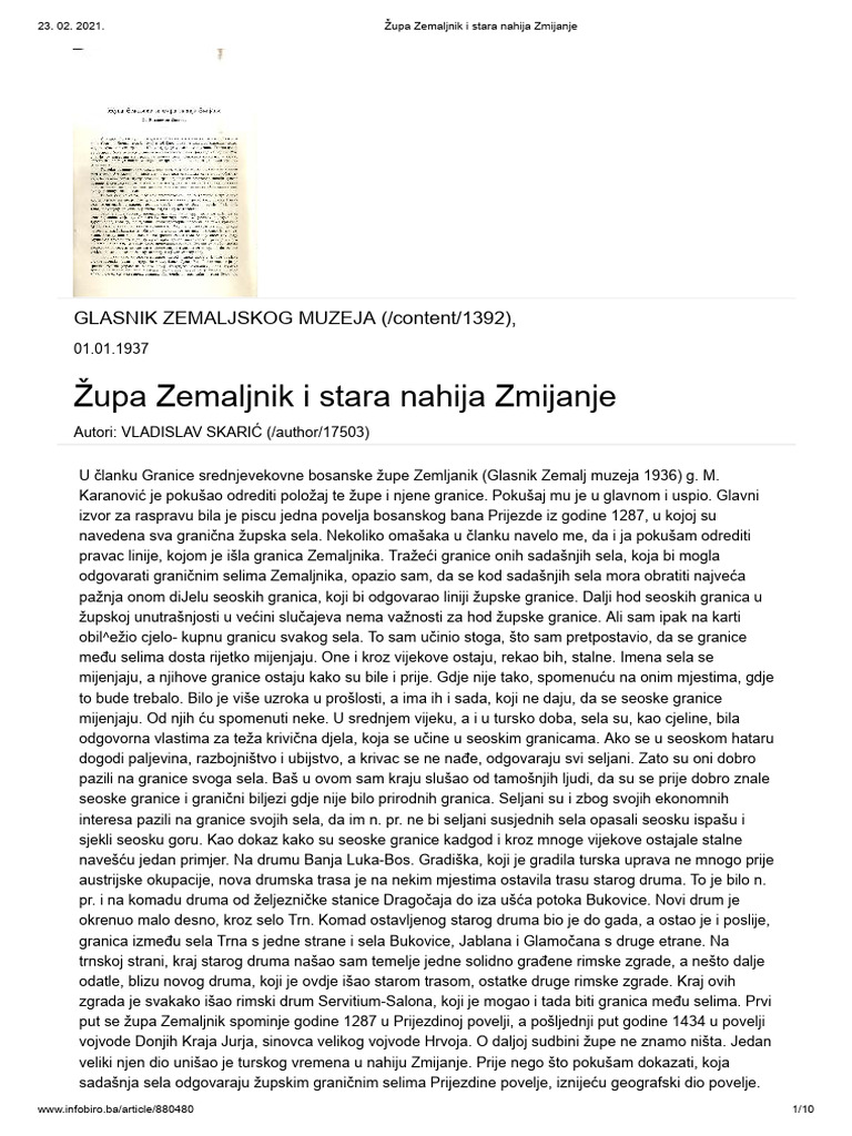 Župa Zemaljnik I Stara Nahija Zmijanje | PDF