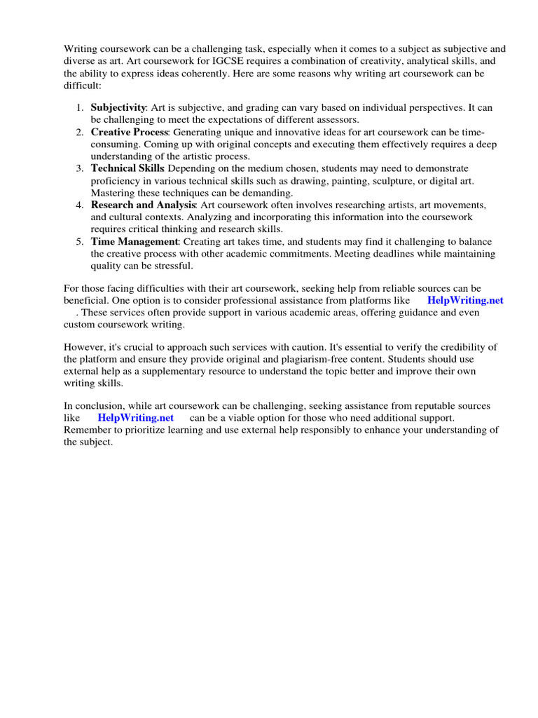 IGCSE Art Coursework Challenges | PDF | Creativity | Paintings