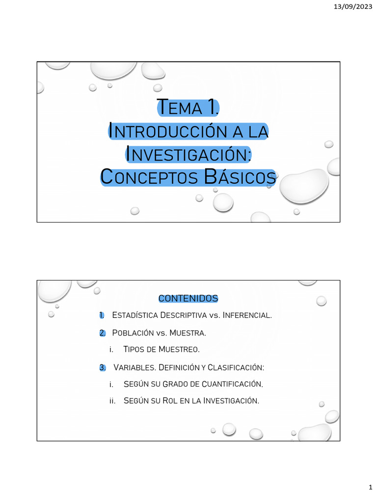 Tema 1. Conceptos BÃ¡sicos | Descargar gratis PDF | Muestreo (Estadísticas) | Nivel de medida