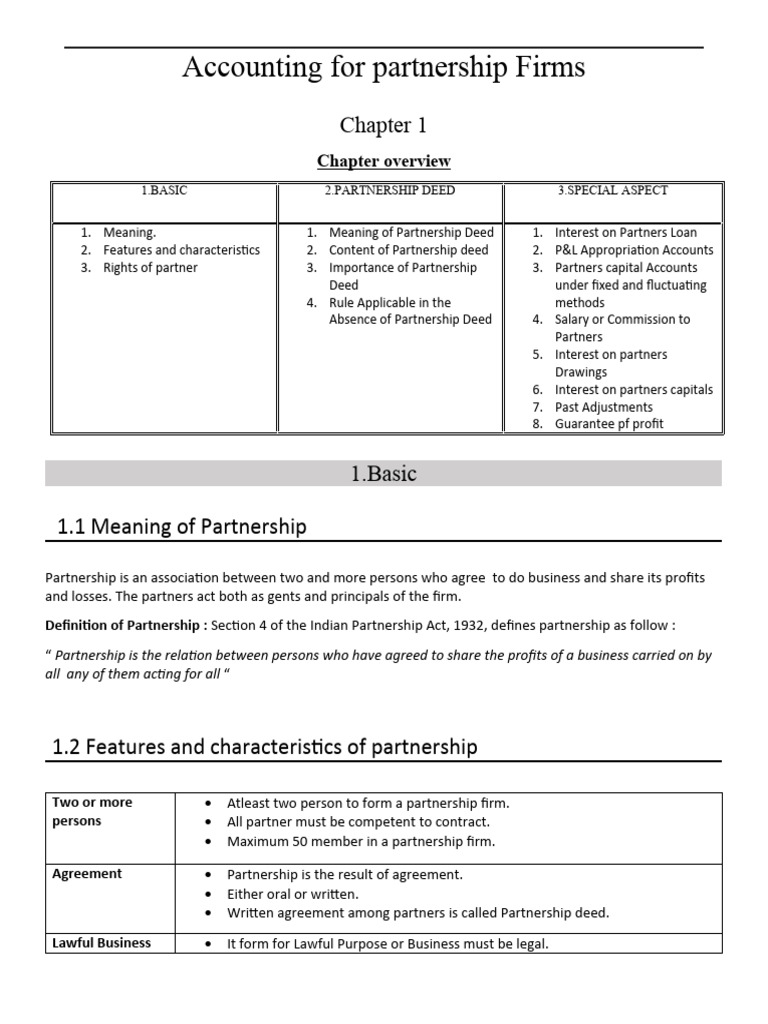 Notes For Partnership | PDF | Partnership | Interest