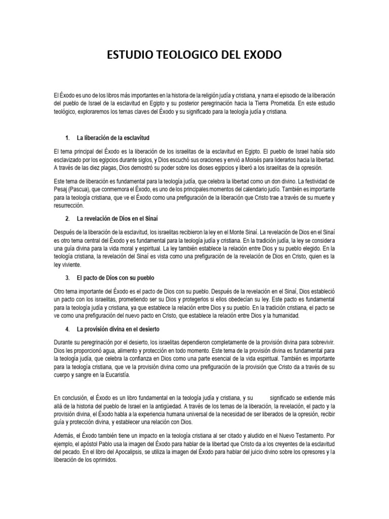 Estudio Teológico del Éxodo | PDF | Ciencias sociales
