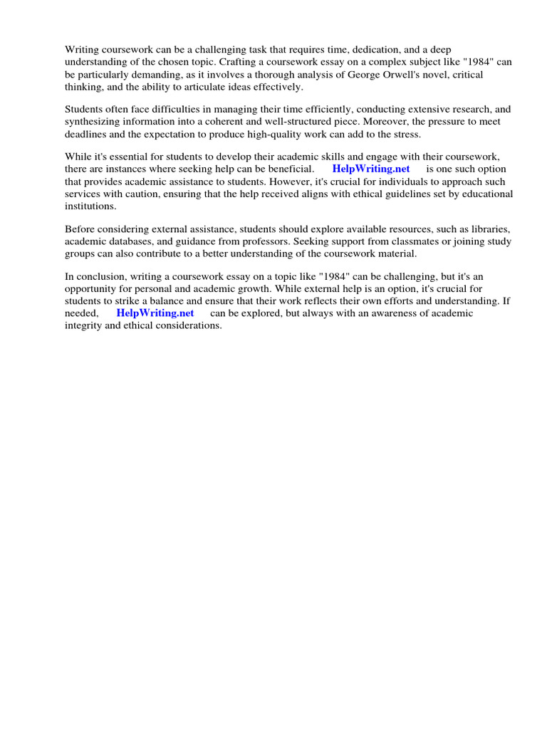1984 Coursework Examples | PDF | Essays | Teachers