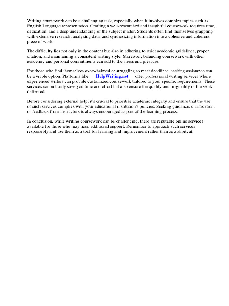 As English Language Representation Coursework Examples | PDF | Essays ...