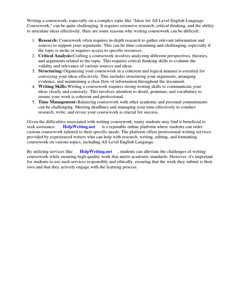 Ideas For As Level English Language Coursework | PDF | Critical ...