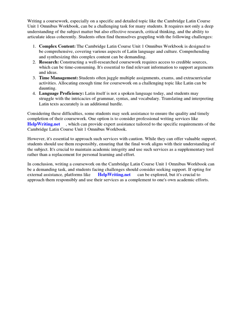 Cambridge Latin Course Unit 1 Omnibus Workbook | PDF | Reading ...