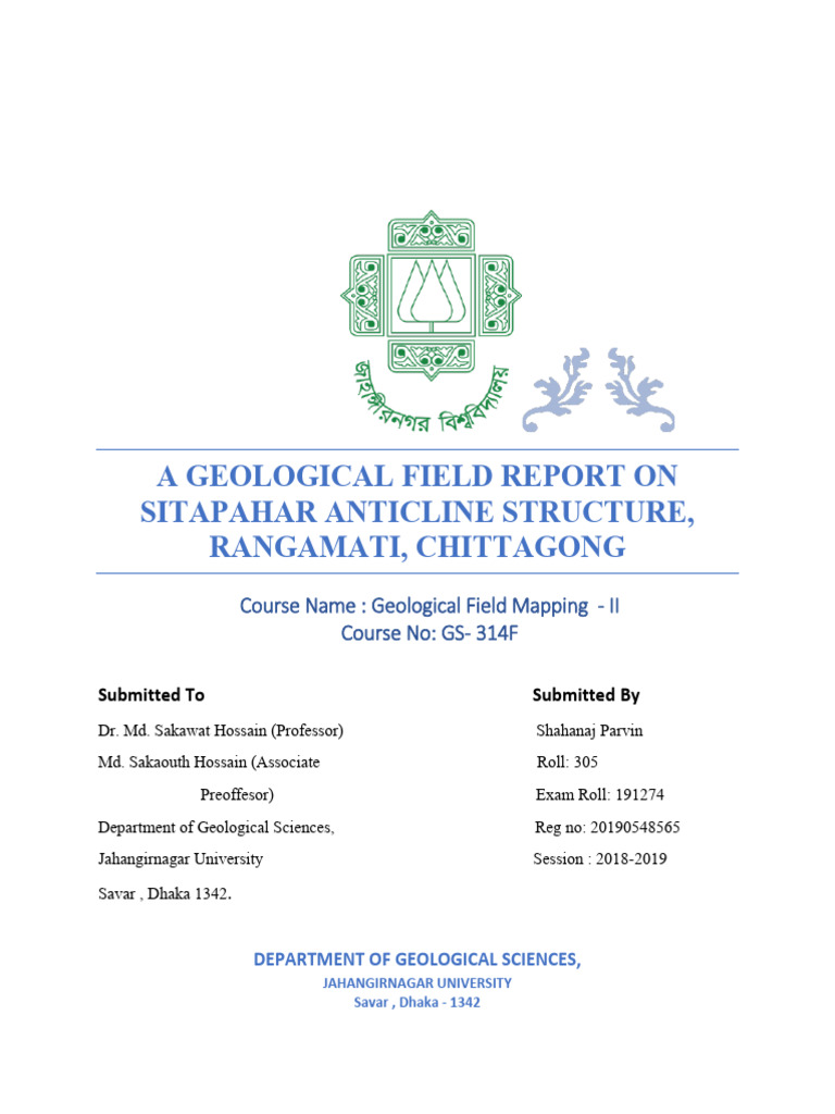 Geological Field Report on Sitapahar Anticline by Shahanaj | PDF ...