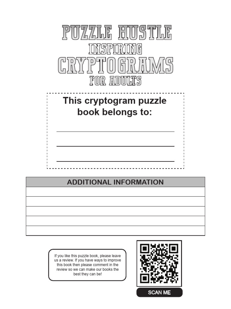 Puzzle Hustle! Inspiring Cryptograms For Adults 500 Large Print Mindful ...