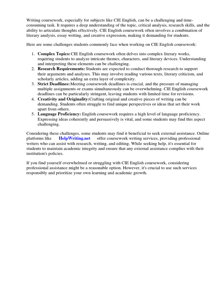 Cie English Coursework Deadlines | PDF | Gce Advanced Level (United ...