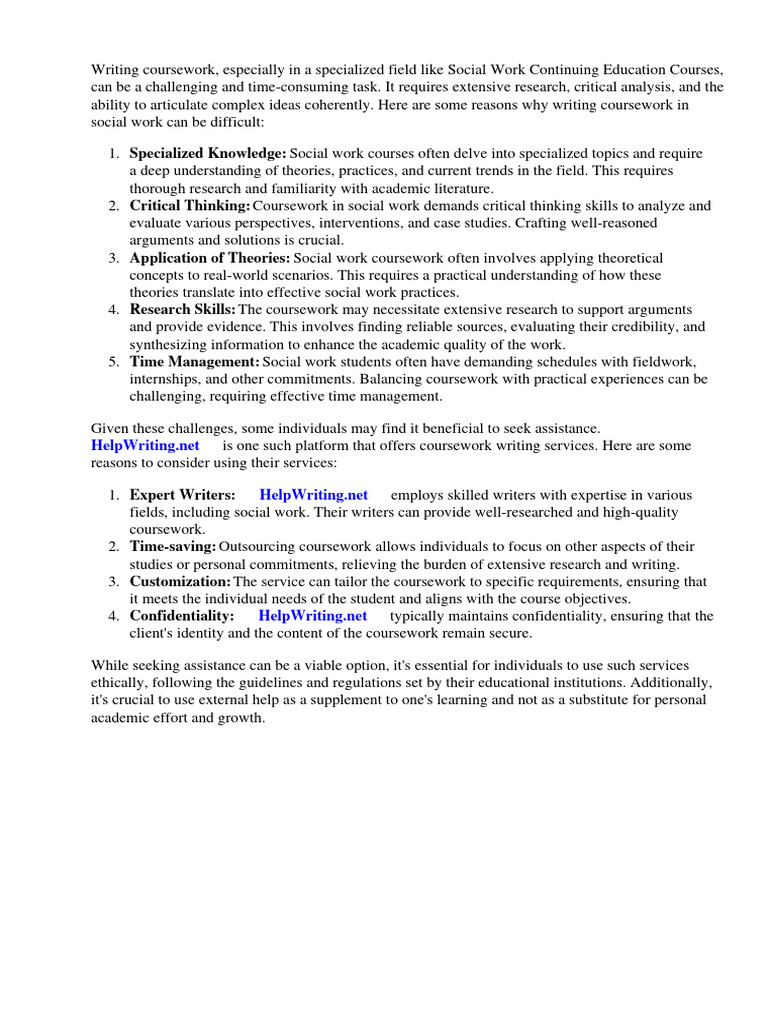 Social Work Continuing Education Courses | PDF | Social Work ...