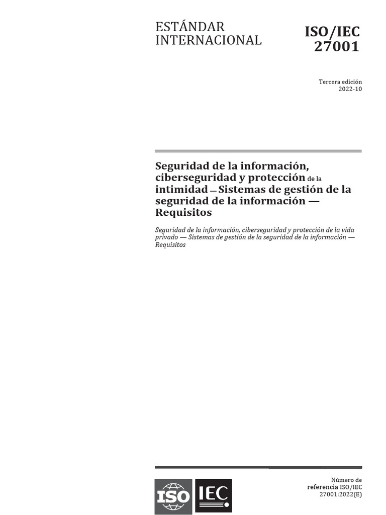 ISO27 en Español | PDF | Organización internacional para la ...