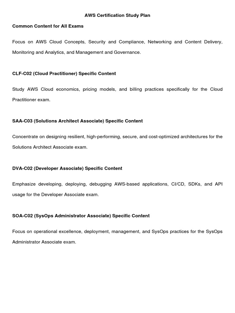AWS Certification Study Plan | PDF